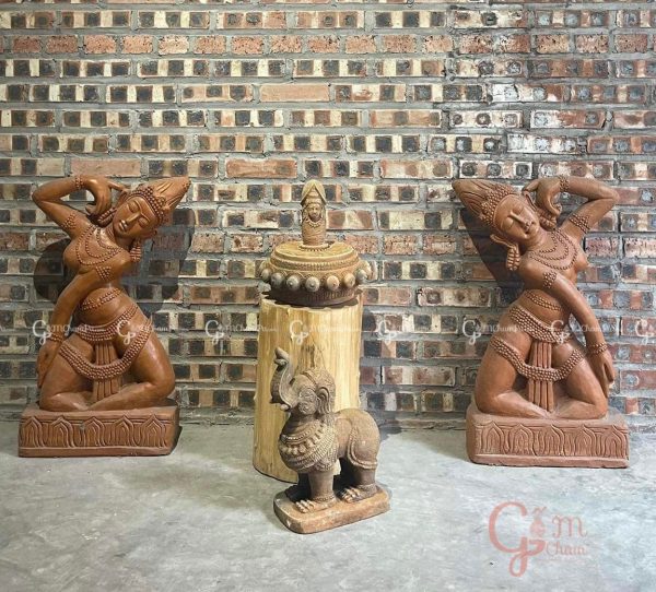 Linga yoni, mukhalinga gốm chăm size 30cm